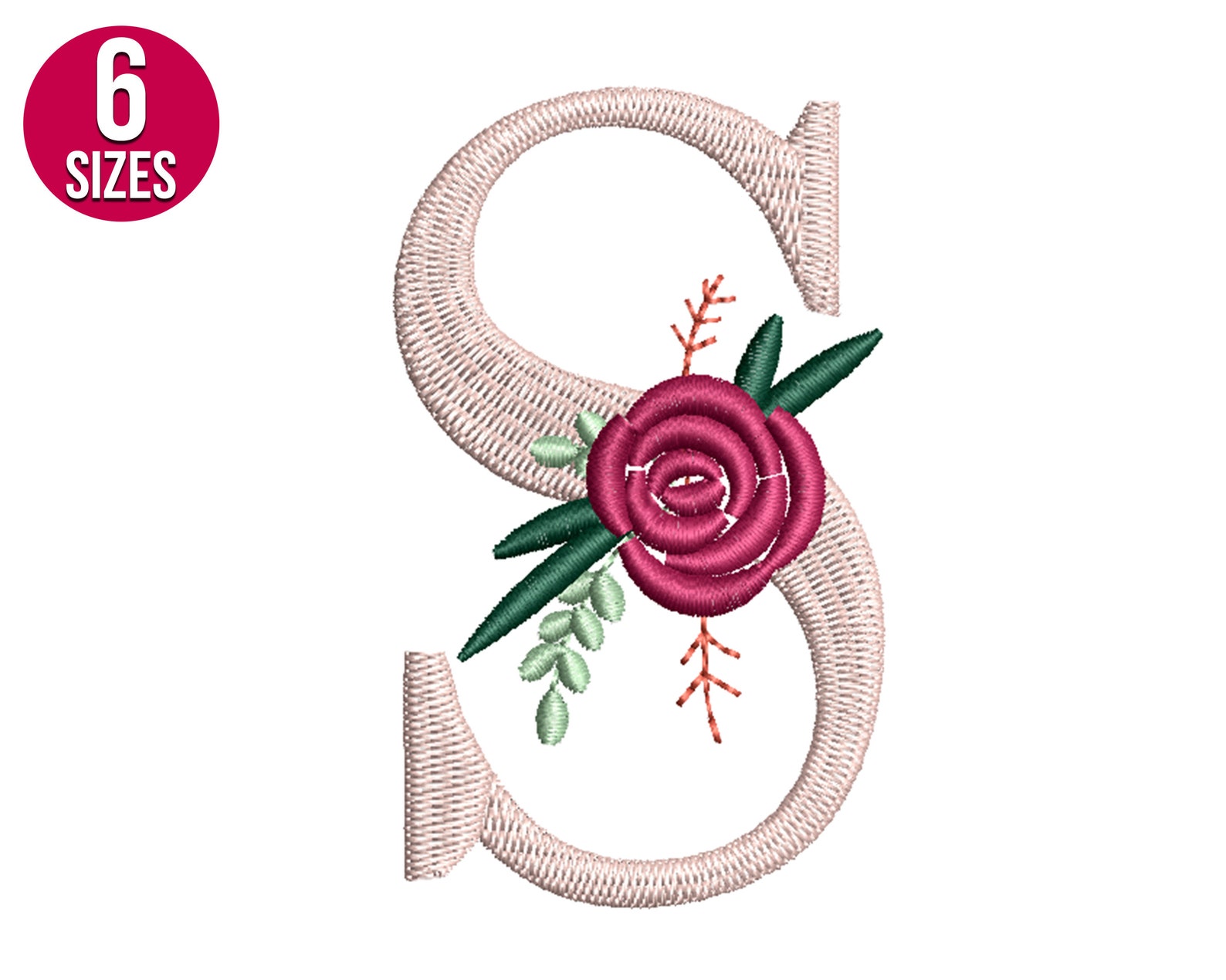Floral Font Flower Alphabet S Letter Embroidery Design, Machine ...