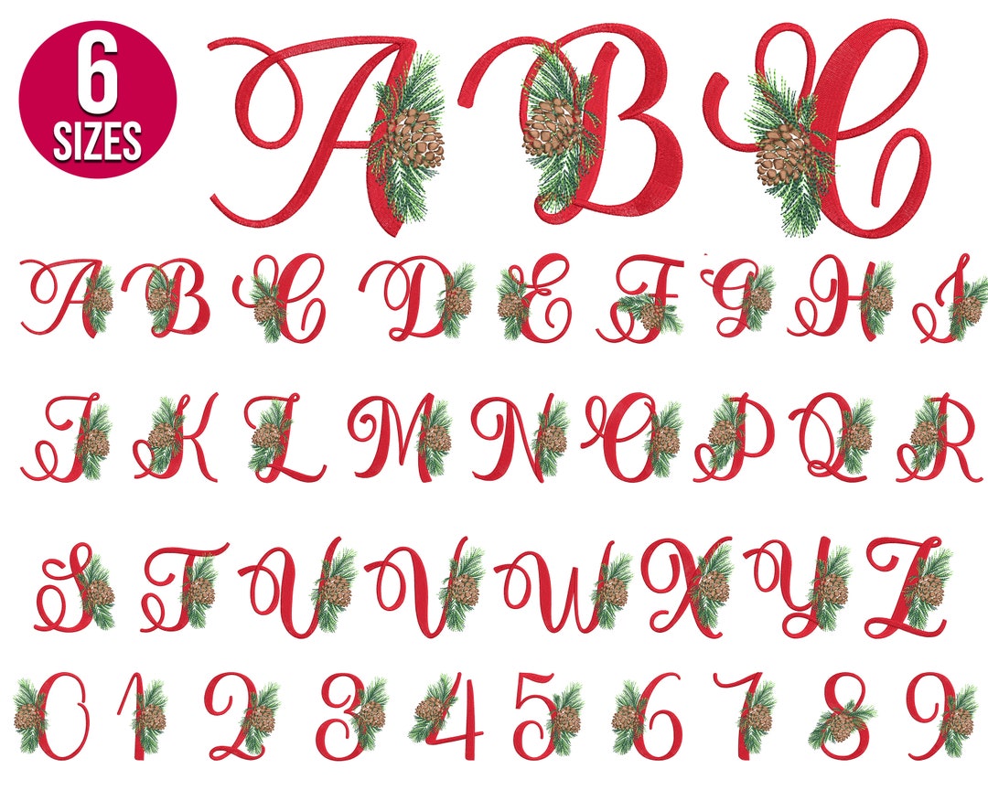 Christmas Font Bundle Embroidery Design, Pine Cone, Machine Embroidery ...