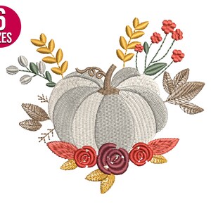 Fall Pumpkin Embroidery Design, Floral, Autumn Machine Embroidery File ...