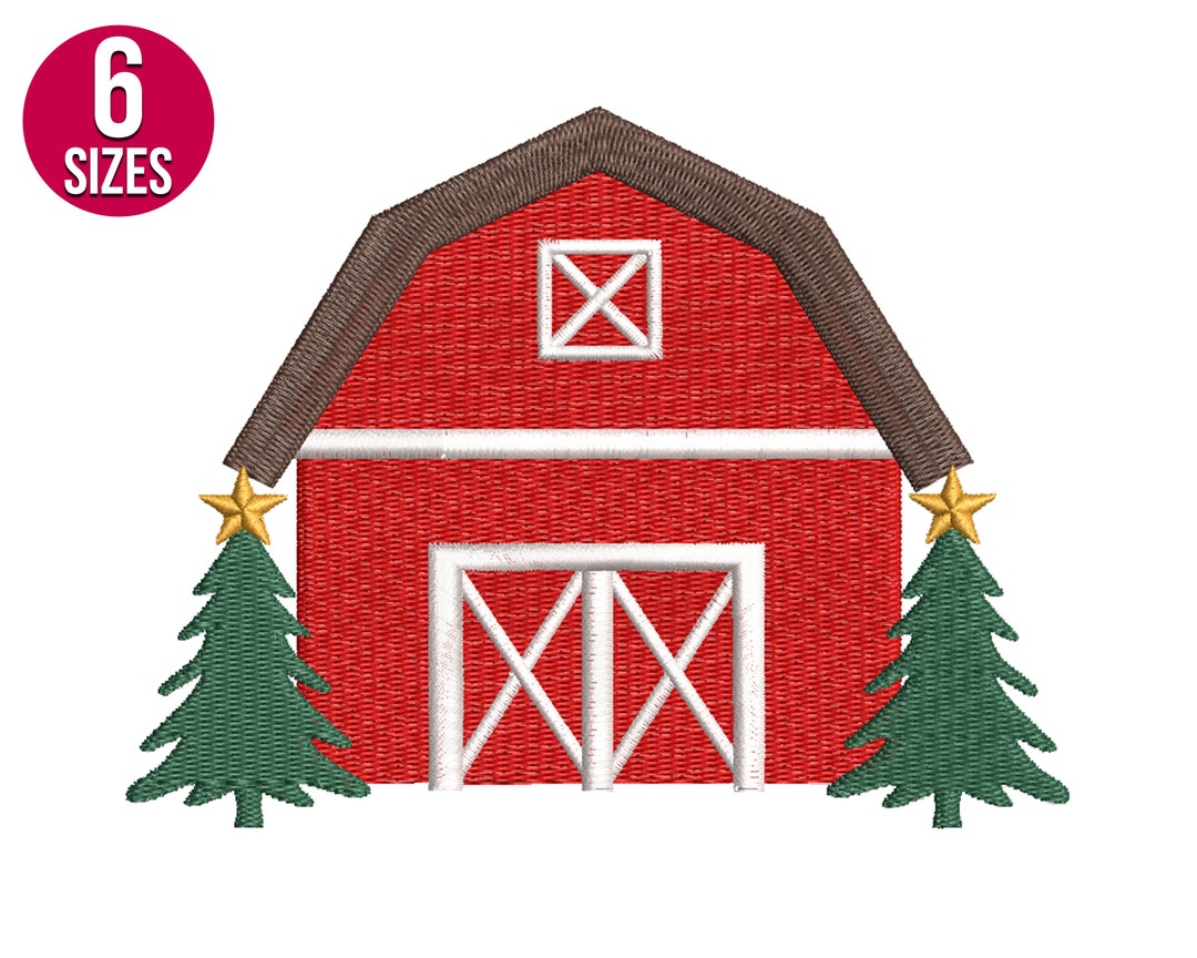 Barn Embroidery Design, Christmas, Farm, Country, Machine Embroidery ...