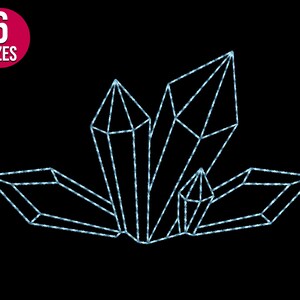 Crystals Line Art Embroidery Design, Gem Stone, Machine Embroidery File ...