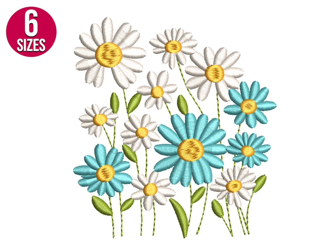 Daisy Bunch Embroidery Design, Wildflowers, Machine Embroidery File ...