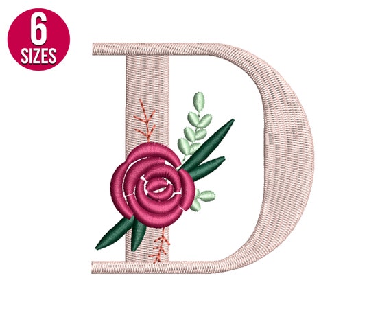 Floral Font Flower Alphabet D Letter Embroidery Design - Etsy