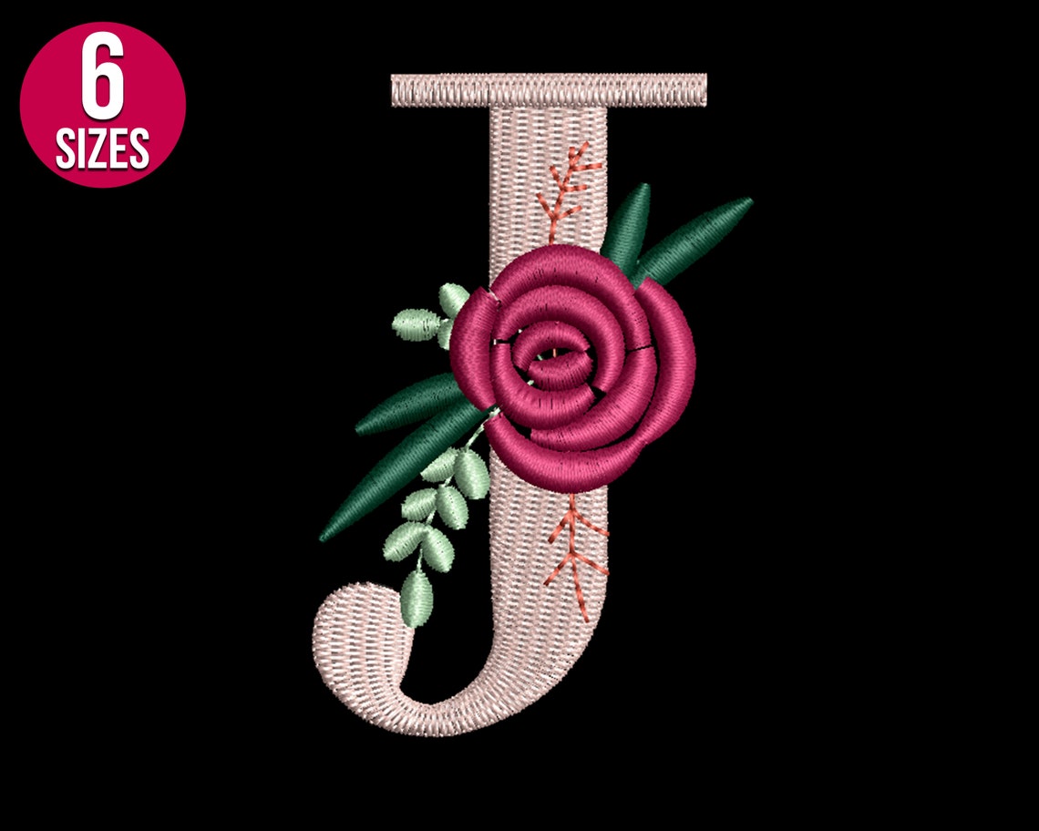 Floral Font Flower Alphabet J Letter Embroidery Design - Etsy