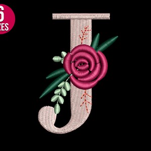 Floral Font Flower Alphabet J Letter Embroidery Design, Machine ...