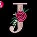 Floral Font Flower Alphabet J Letter Embroidery Design, Machine ...