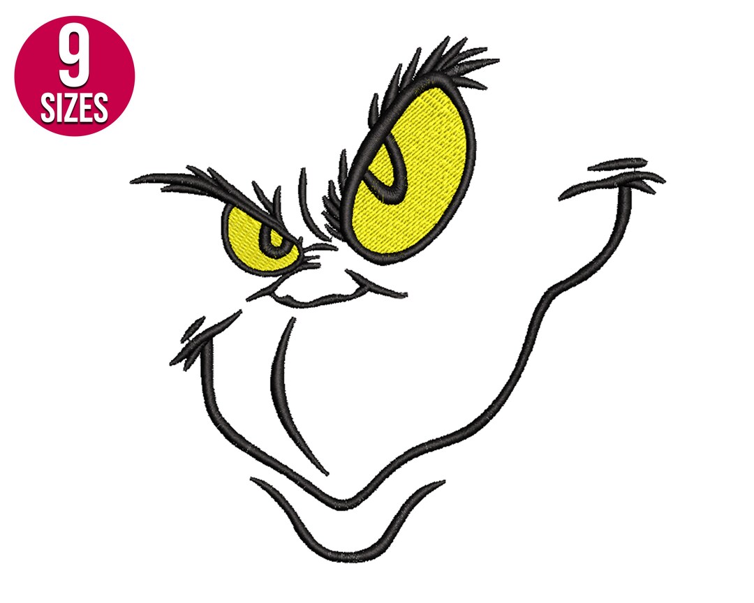 Grinch Face Machine Embroidery Design, Instant Download - Etsy