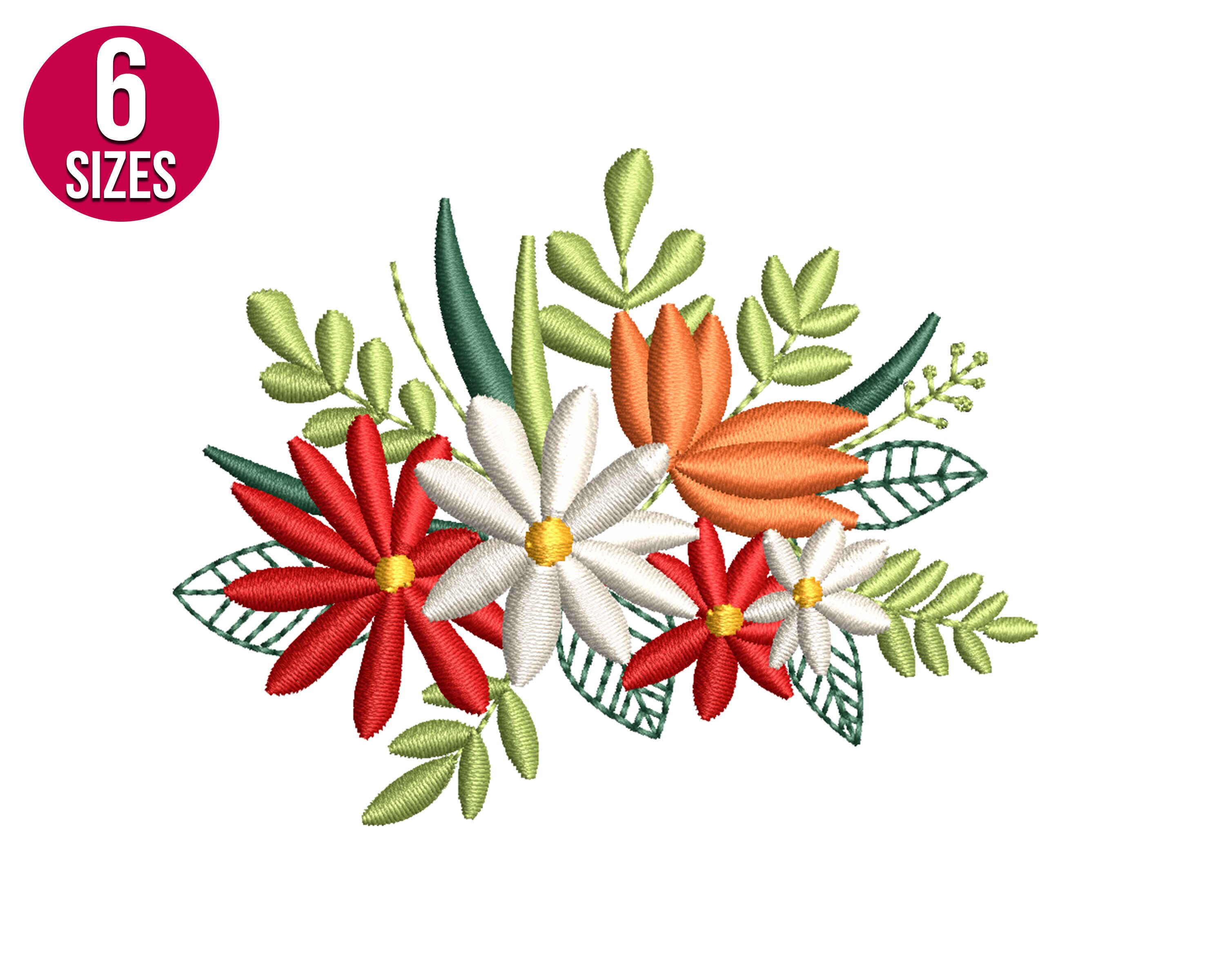 Flower Bouquet Embroidery Pattern Flower Bunch Wildflowers | Etsy