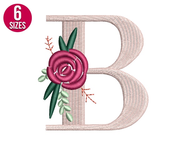 Floral Font Flower Alphabet B Letter Embroidery Design - Etsy
