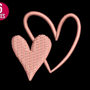 Two Hearts Embroidery Design, Mini Heart Shape, Love, Valentines Day ...