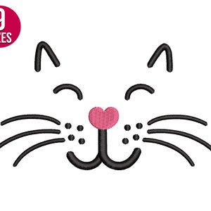 Cat Face Embroidery Design, Machine Embroidery File, Instant Download ...