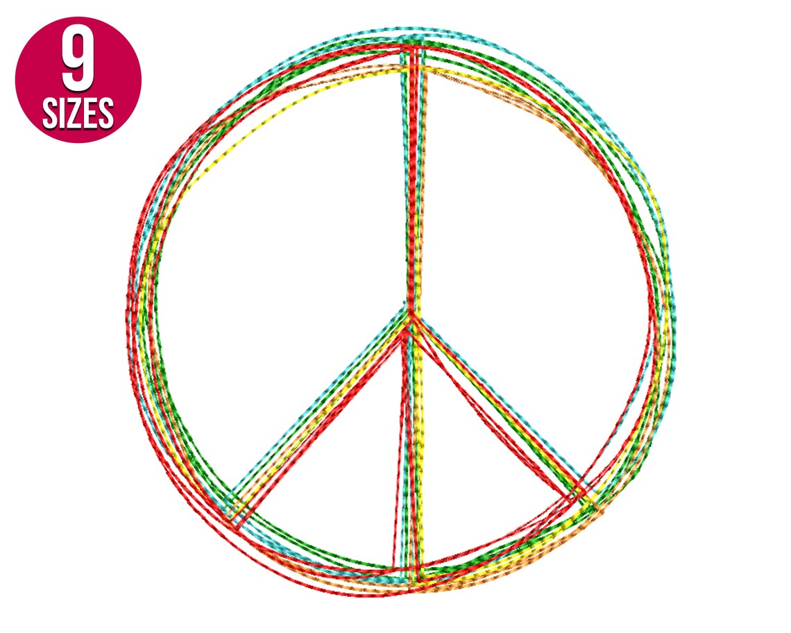 Peace Sign Embroidery Design Peace Symbol Machine Embroidery - Etsy