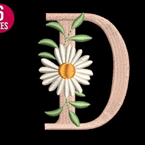 Floral Font Flower Alphabet D Letter Embroidery Design, Machine ...