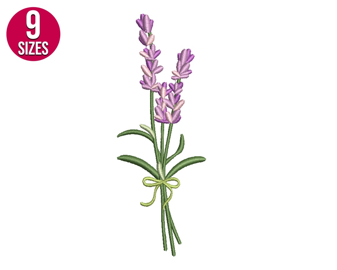 Lavender Bouquet Embroidery Design, Wildflowers, Herb, Plants, Machine ...
