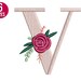 Floral Font Flower Alphabet V Letter Embroidery Design, Machine ...