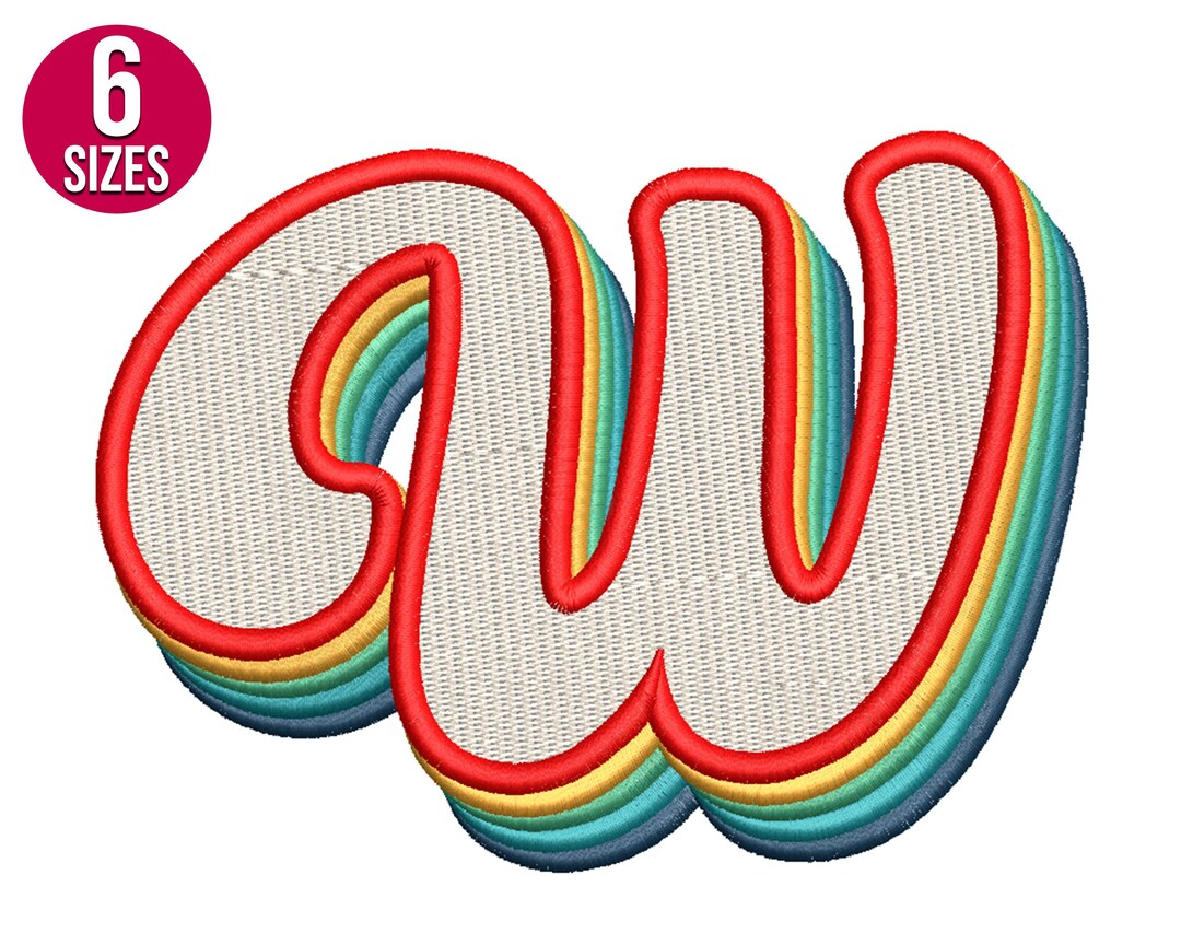 Retro Alphabet Letter W Embroidery Design, Font, Machine Embroidery ...