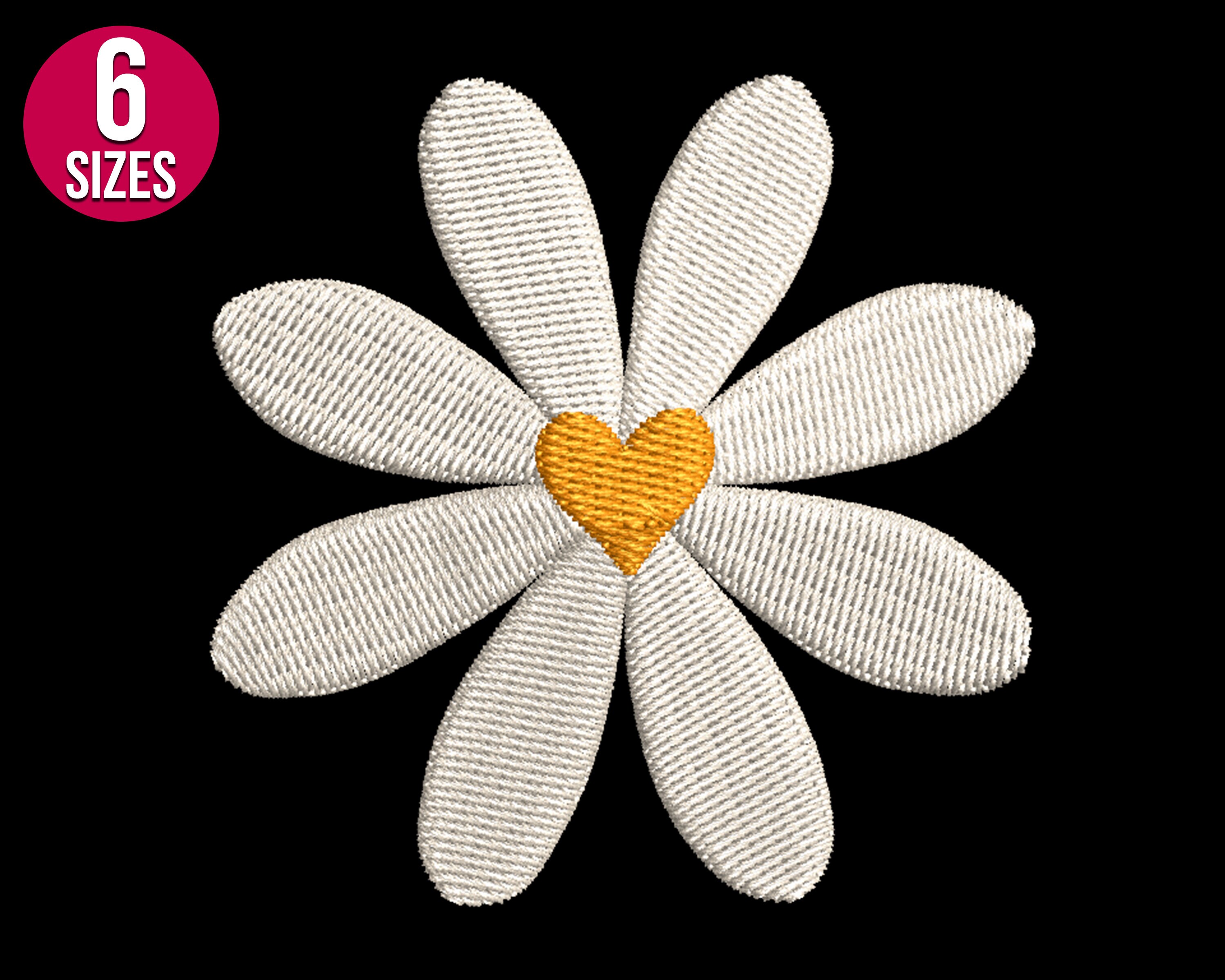 Mini Daisy Flower With Heart Embroidery Design Floral - Etsy