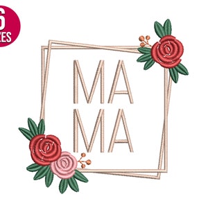 Mama Embroidery Design, Floral Frame, Machine Embroidery File ...