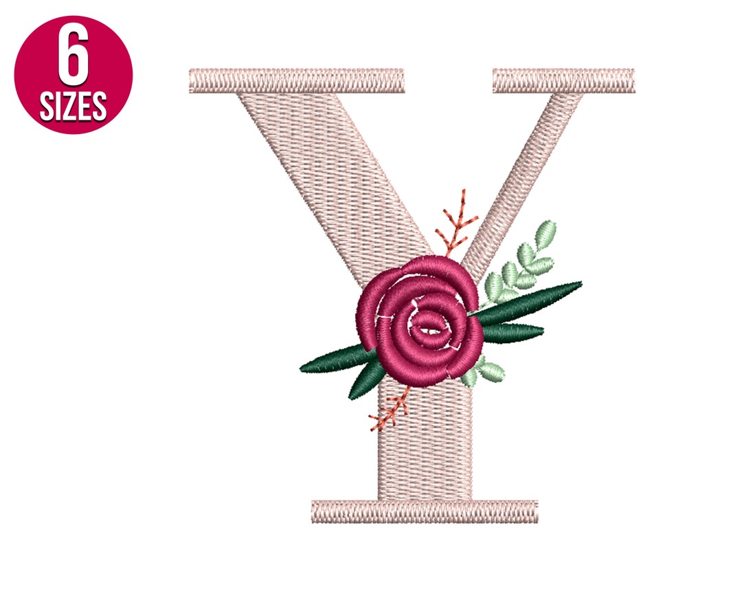 Floral Font Flower Alphabet Y Letter Embroidery Design, Machine ...