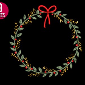 Christmas Wreath Embroidery Design, Frame, Machine Embroidery File - Etsy