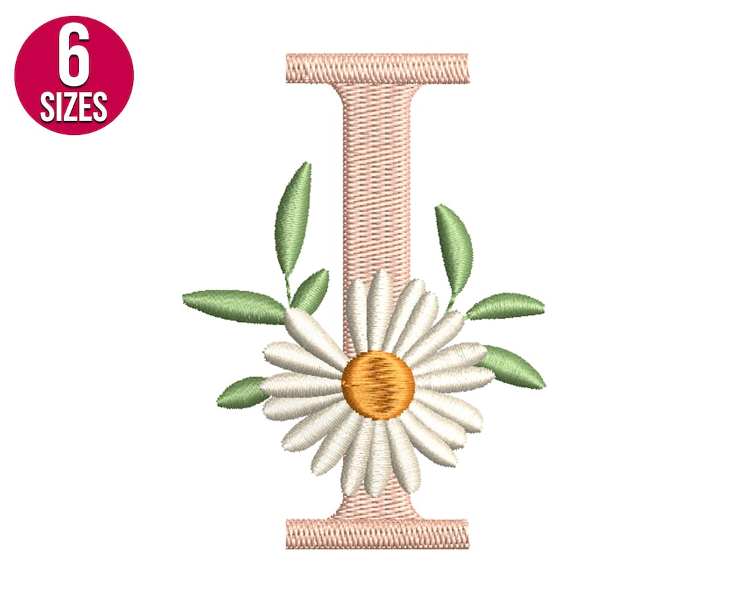Floral Font Flower Alphabet I Letter Embroidery Design, Machine ...