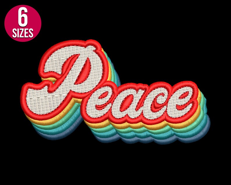Peace Machine Embroidery Design Peace Sign Retro Vintage | Etsy