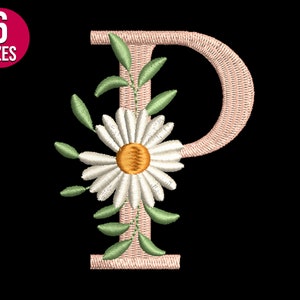 Floral Font Flower Alphabet P Letter Embroidery Design, Machine ...