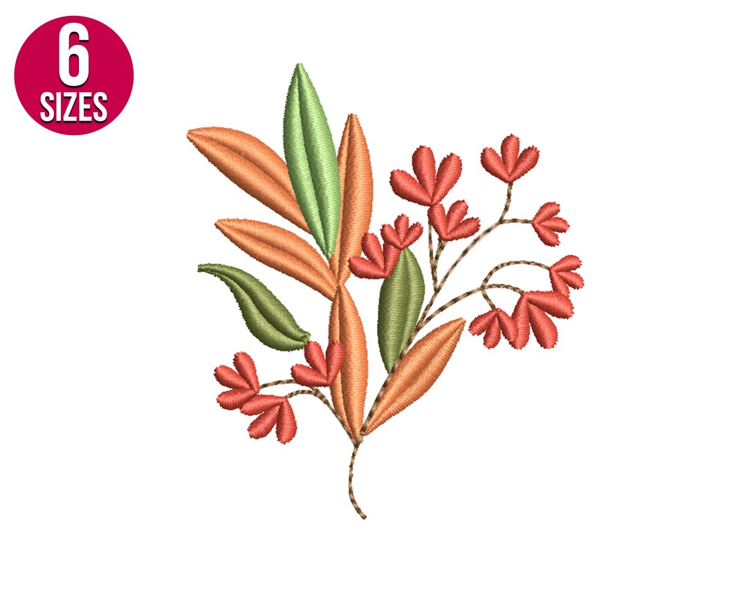 Fall Flower Bouquet Embroidery Design, Autumn Flower Bunch, Machine ...