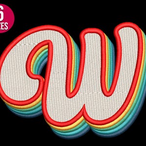 Retro Alphabet Letter W Embroidery Design, Font, Machine Embroidery ...