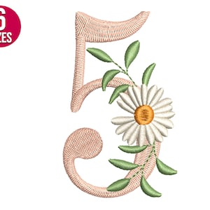 Floral Font Flower Alphabet Number Five Embroidery Design, Number 5 ...