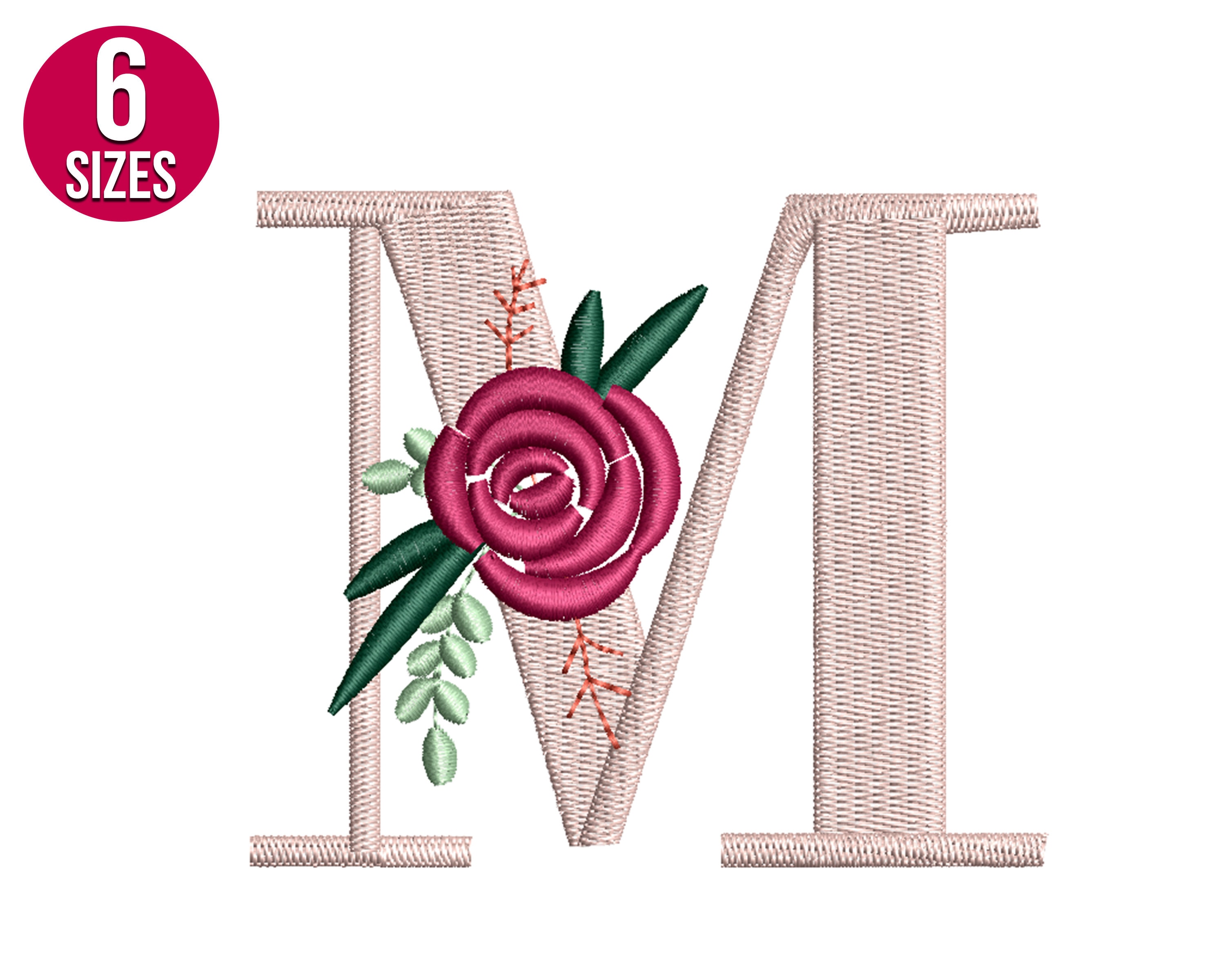 Floral Font Flower Alphabet M Letter Embroidery Design - Etsy