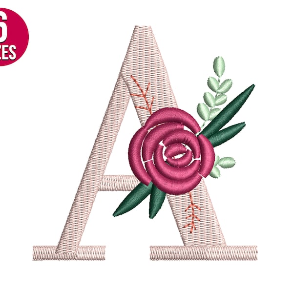 Floral Alphabet Machine Embroidery Font - Etsy