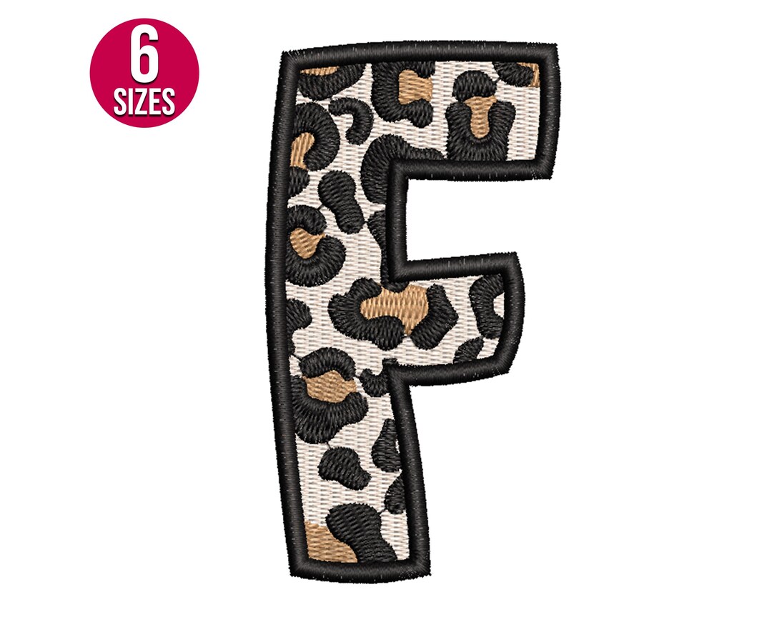 Leopard Print Alphabet Letter F Embroidery Design, Font, Machine ...