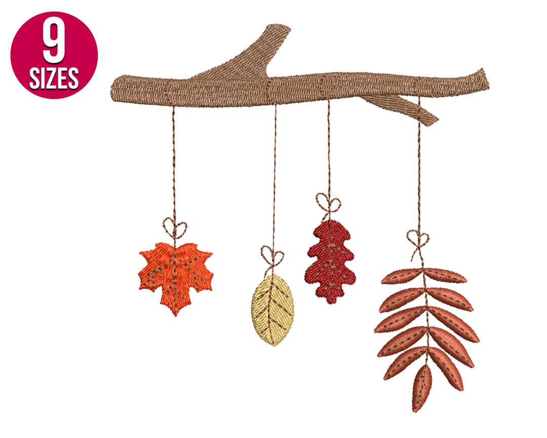Hanging Autumn Leaves Embroidery Design, Fall Leaf, Machine Embroidery ...