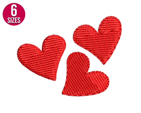 Three Hearts Embroidery Design Mini Heart Shape Love - Etsy