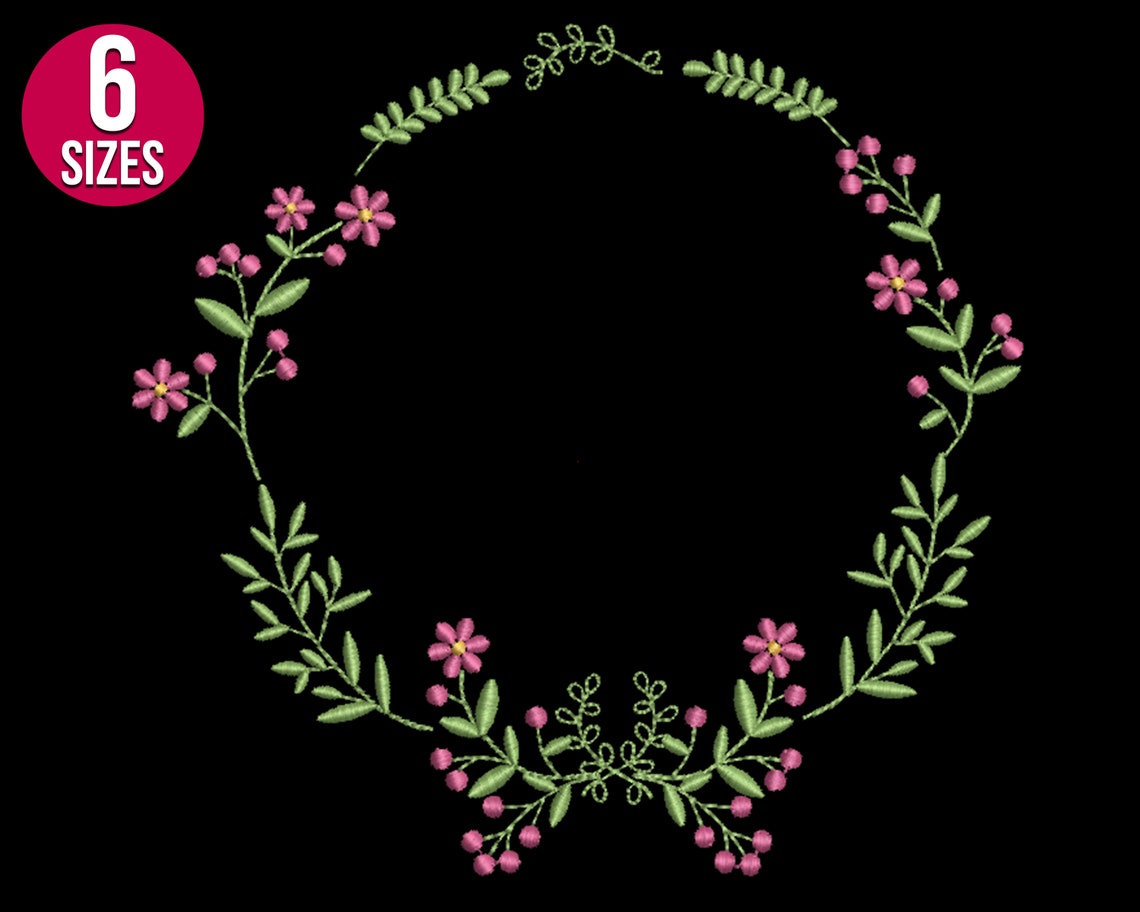 Floral Wreath Embroidery Design Flower Circle Frame Machine | Etsy