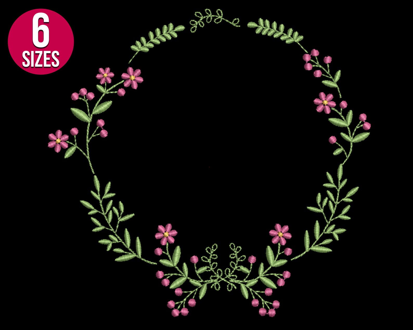 Floral Wreath Embroidery Design Flower Circle Frame Machine | Etsy