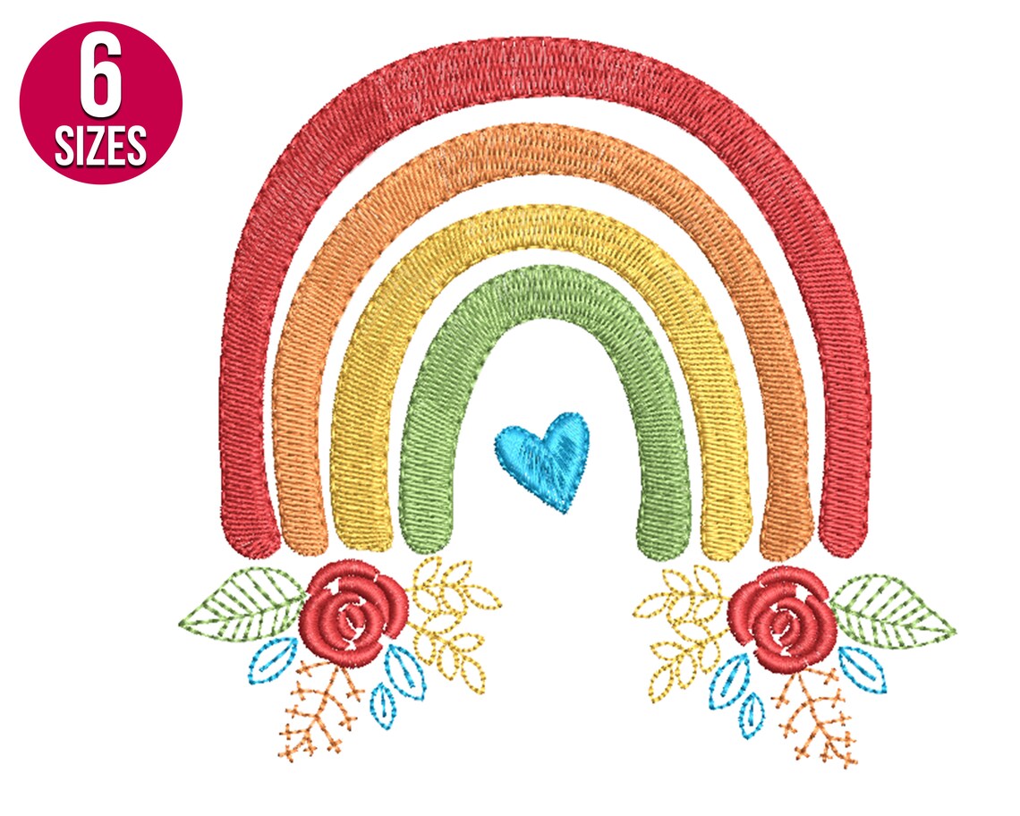 Boho Rainbow Embroidery Design Flowers Machine Embroidery - Etsy