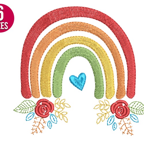 Boho Rainbow Embroidery Machine Design Instant Download - Etsy