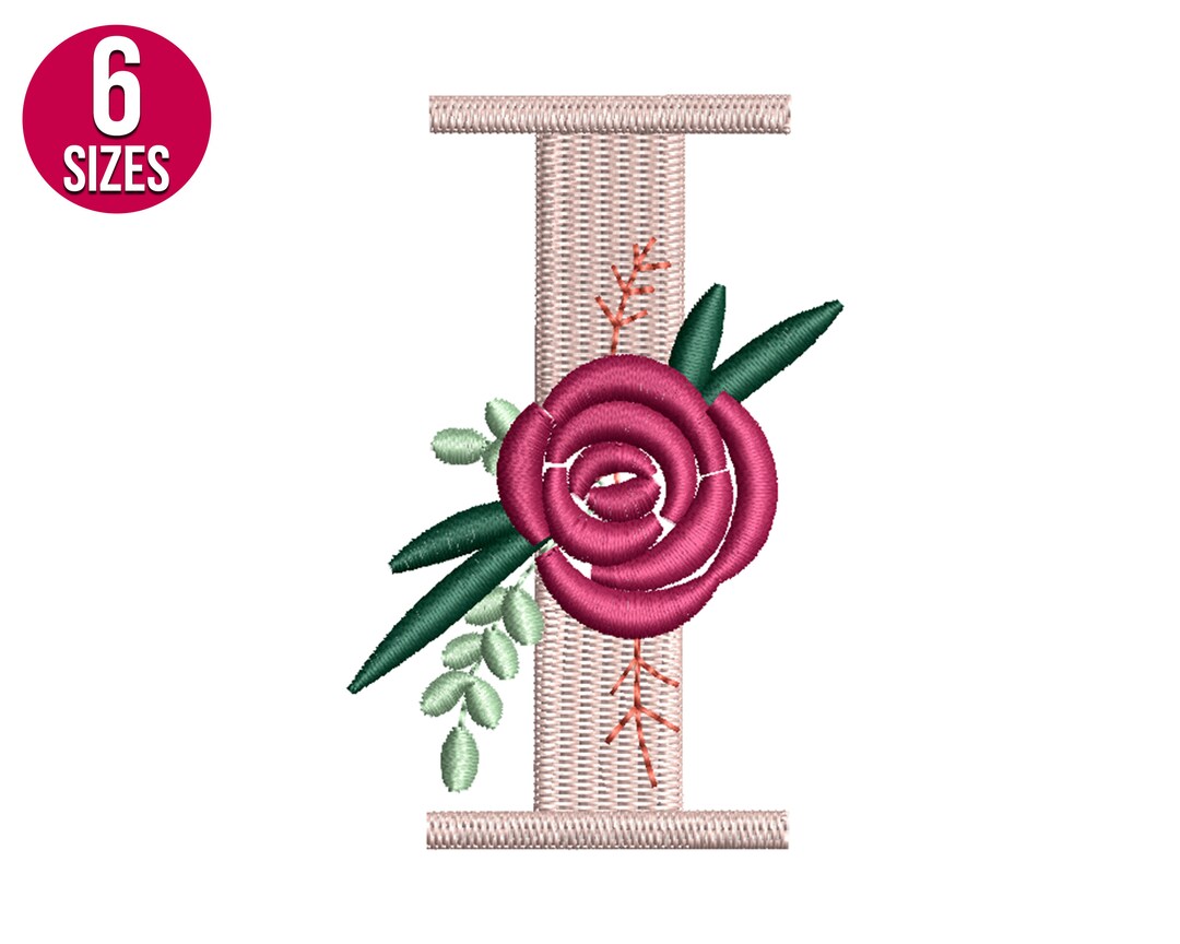 Floral Font Flower Alphabet I Letter Embroidery Design, Machine ...