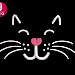 Cat Face Embroidery Design, Machine Embroidery File, Instant Download ...