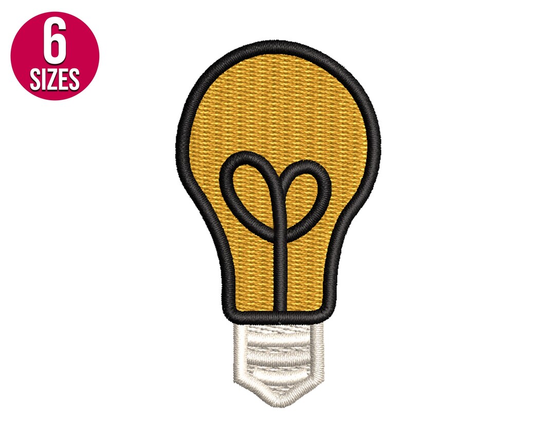 Bulb Light Embroidery Design, Machine Embroidery File, Instant Download ...