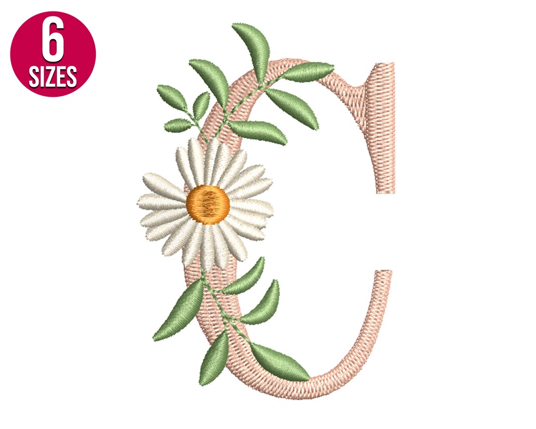 Floral Font Flower Alphabet C Letter Embroidery Design, Machine ...