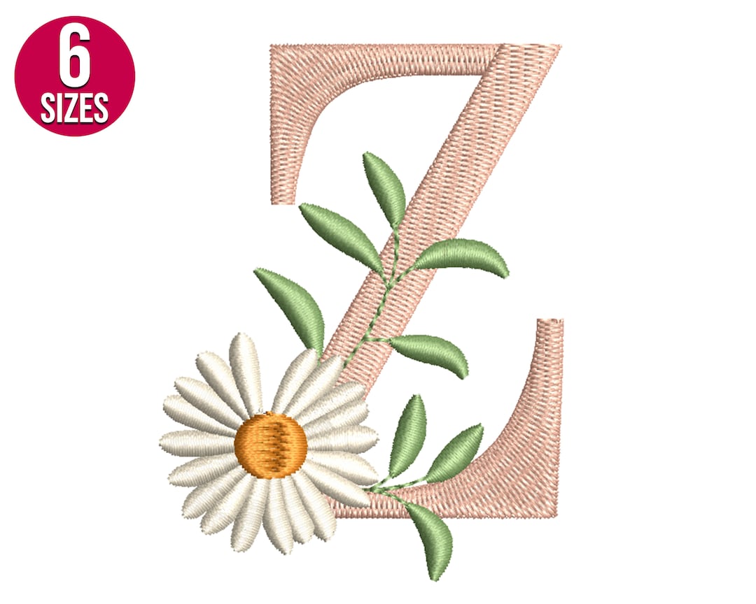 Floral Font Flower Alphabet Z Letter Embroidery Design, Machine ...