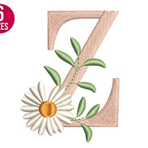 Floral Font Flower Alphabet Z Letter Embroidery Design, Machine ...