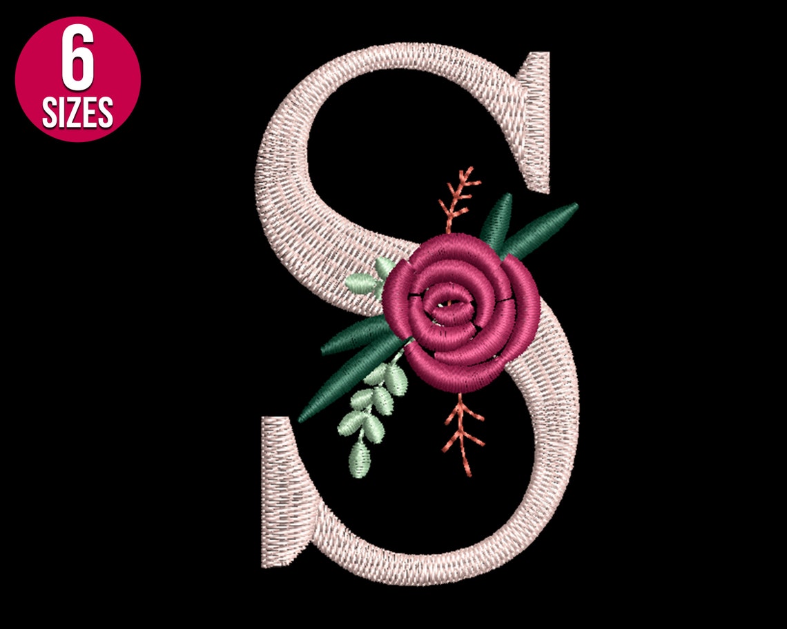 Floral Font Flower Alphabet S Letter Embroidery Design - Etsy