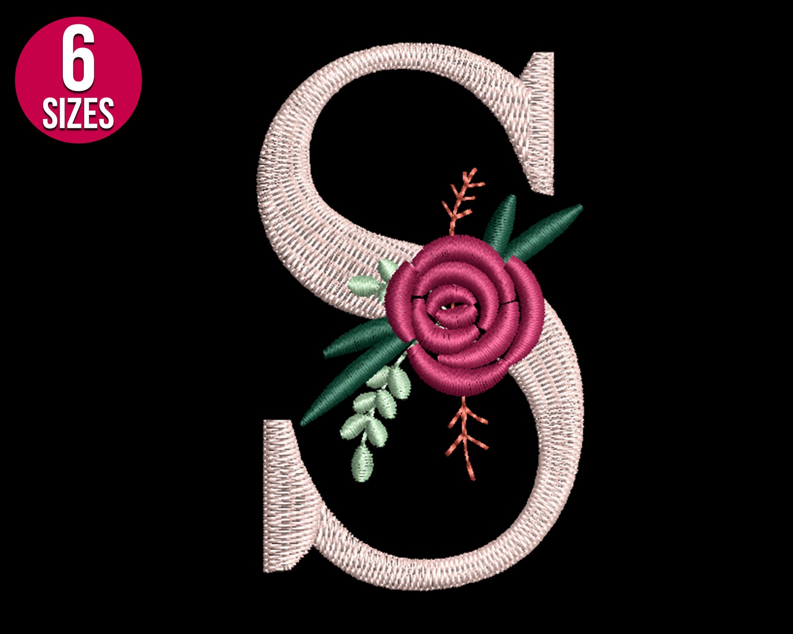 Floral Font Flower Alphabet S Letter Embroidery Design - Etsy