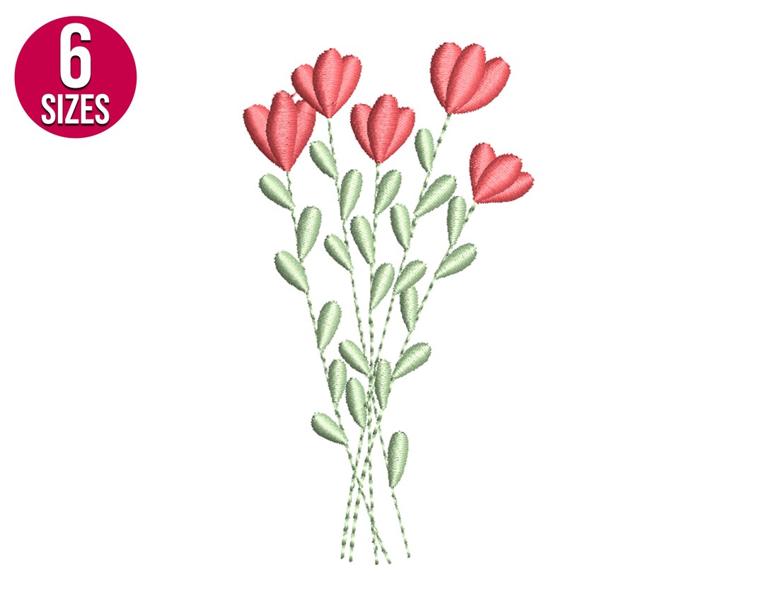 Flower Bouquet Embroidery Design, Wildflower, Plants, Machine ...