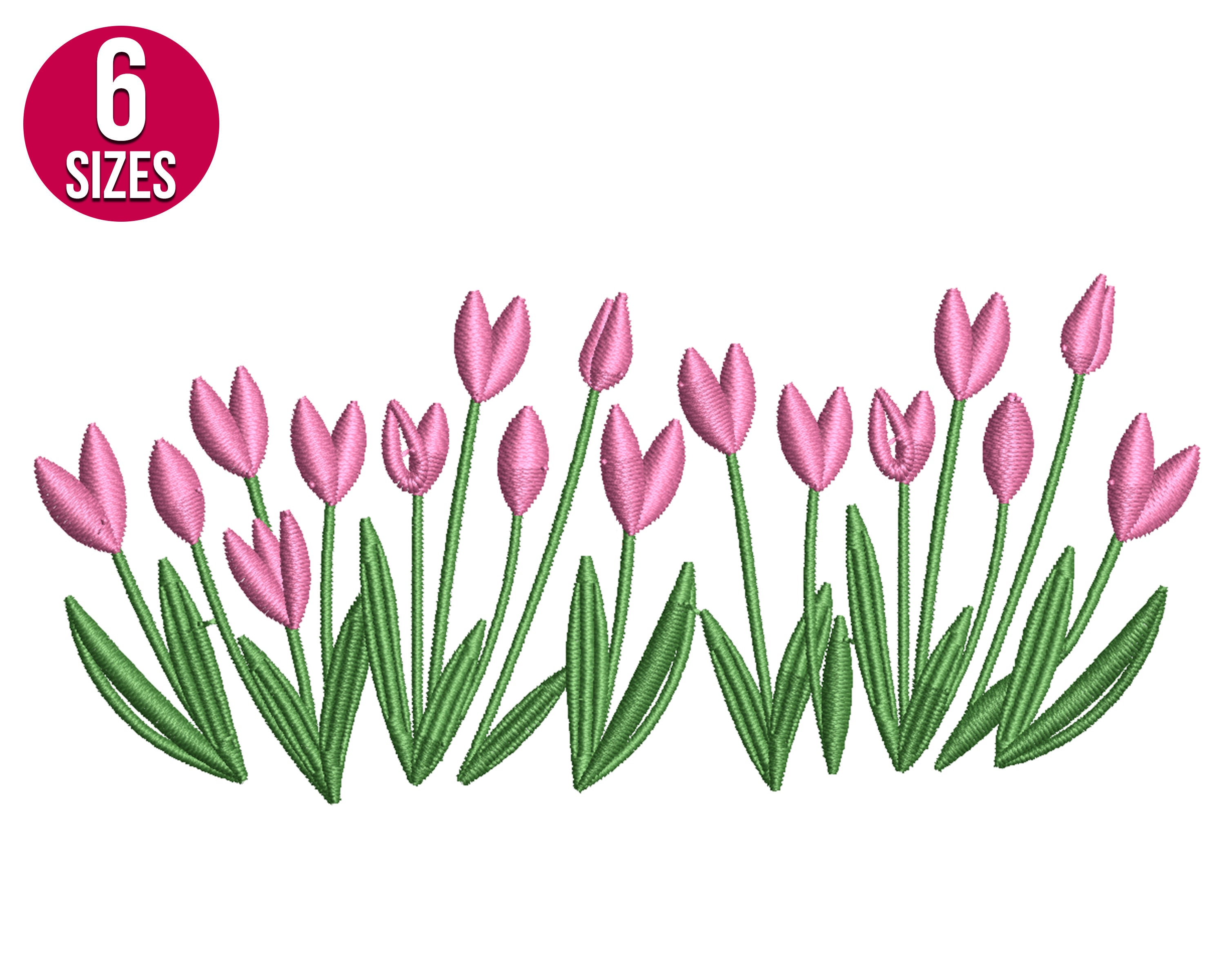 Tulips Embroidery Design Spring Flowers Wildflower Floral - Etsy