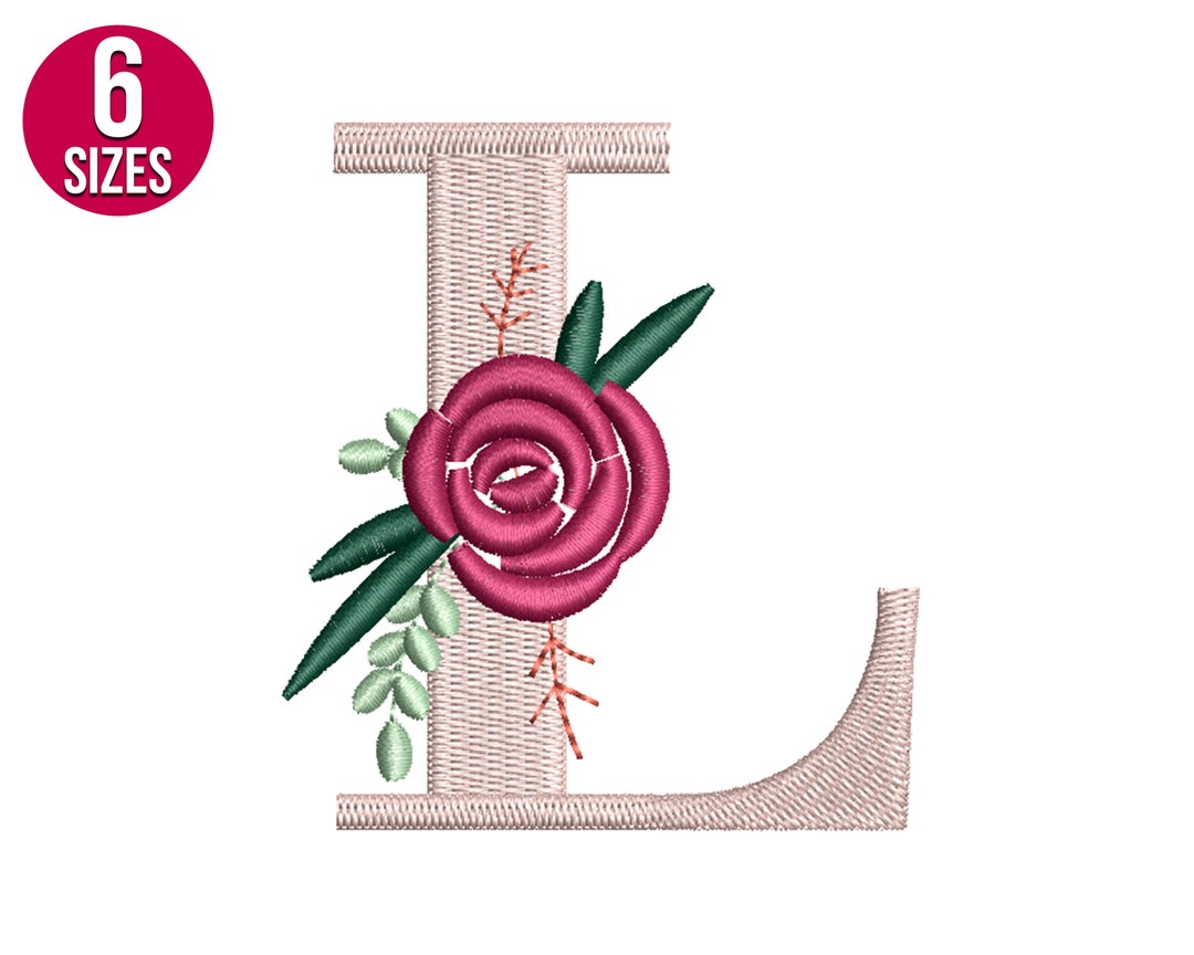 Floral Font Flower Alphabet L Letter Embroidery Design, Machine ...